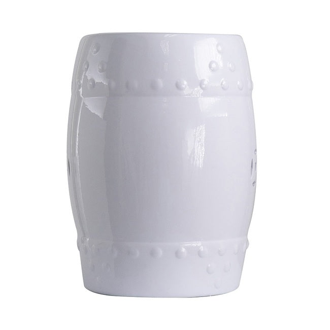White Ceramic Stool 33 x 33 x 44cmh – Napoleon Bay