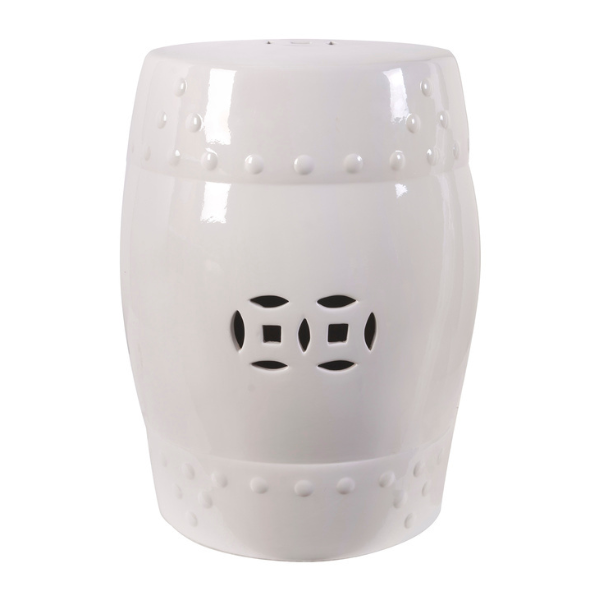 White Ceramic Stool 33 x 33 x 44cmh – Napoleon Bay